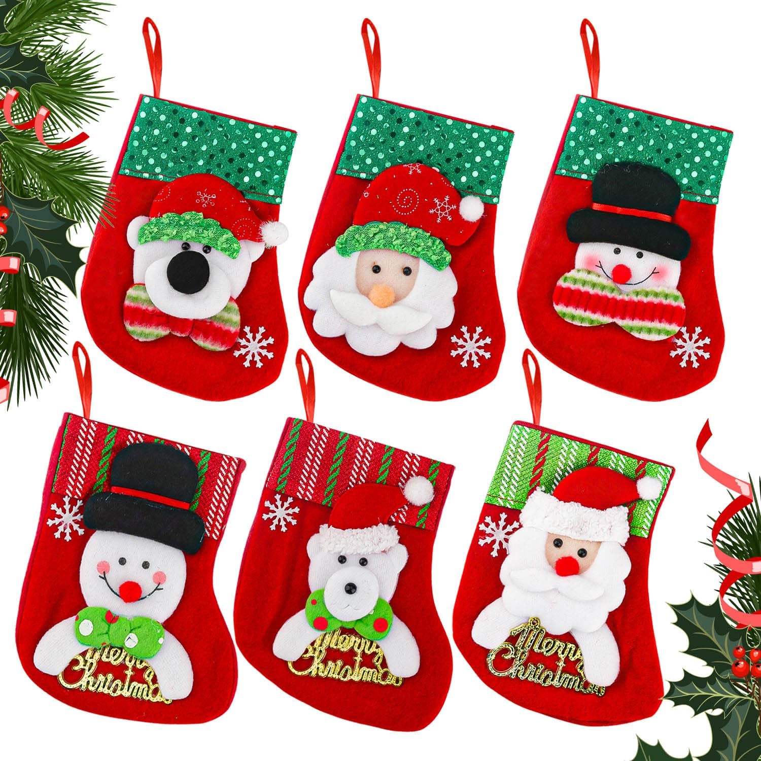 Prmape 6 Pieces Stockings Christmas, 17 * 13cm Christmas Stockings ...
