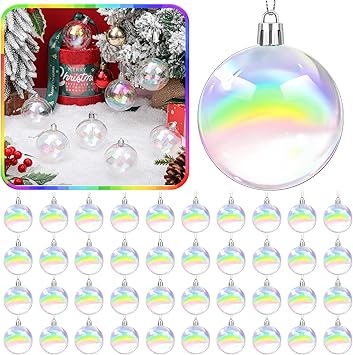 Amazon.com: Wettarn 50 Pcs 2.36'' Clear Christmas Iridescent Ornaments ...