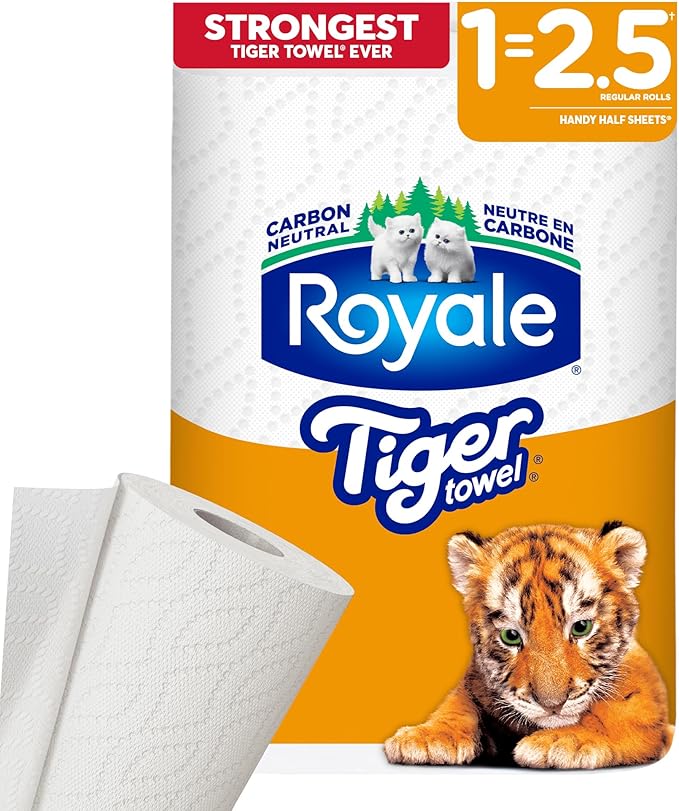 Royale Tiger Strong Paper Towel, 1 Equal 2.5 Rolls, 123 Sheets per Roll ...