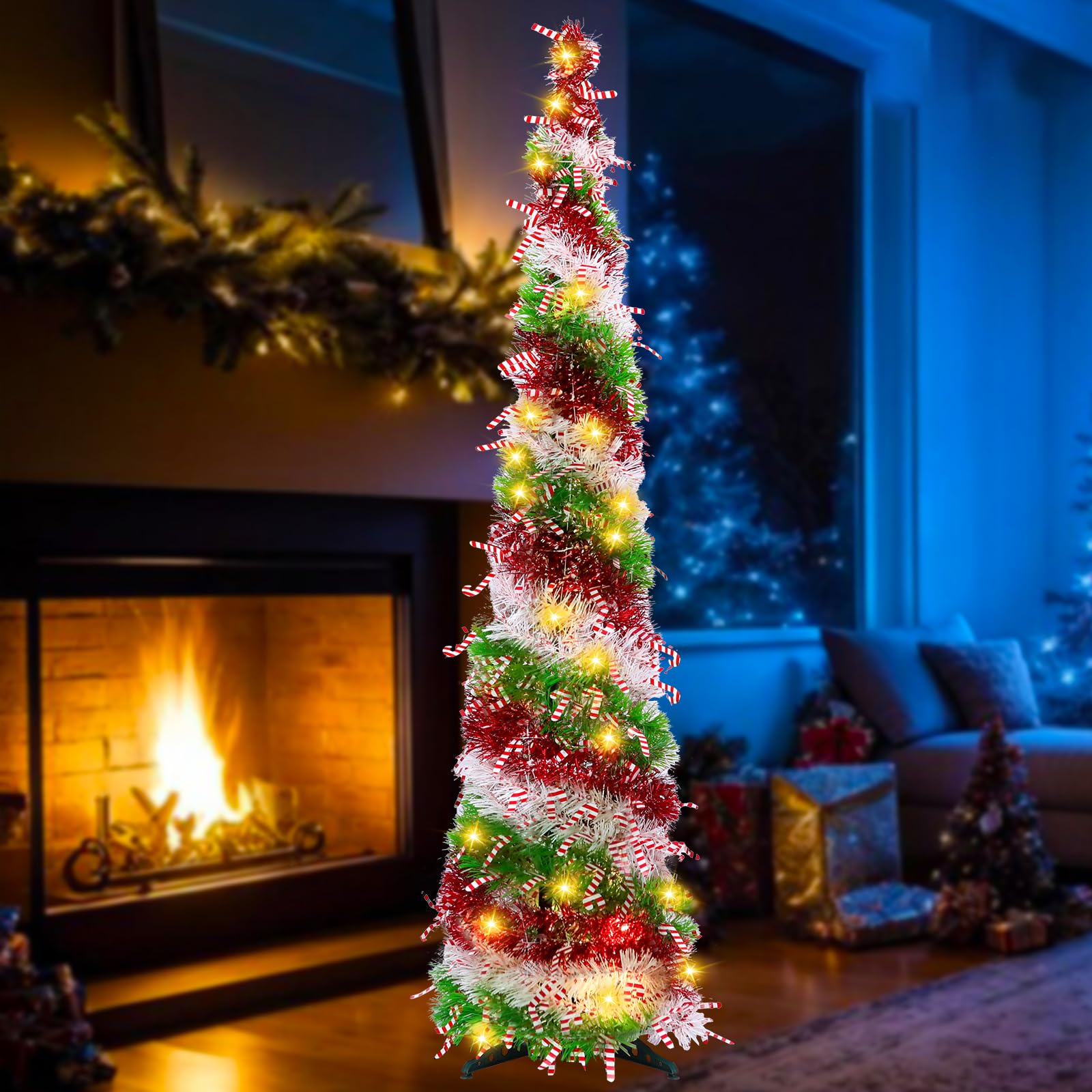 Amazon.com: VCUTEKA Prelit Christmas Tree, 5FT Collapsible Artificial ...