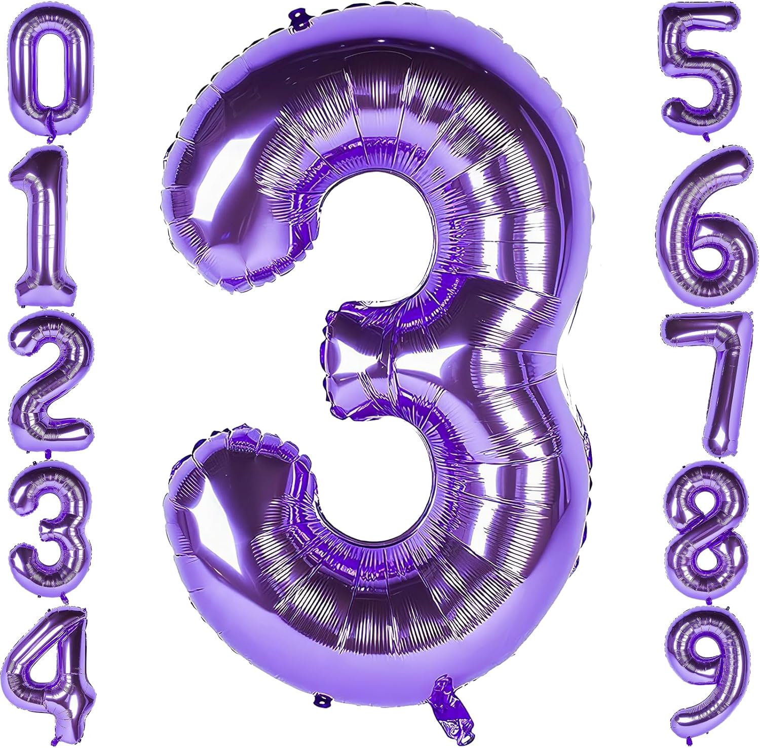 Amazon.com: 3 Number Balloon Purple 40 inch Big Foil Mylar 3rd Balloons ...