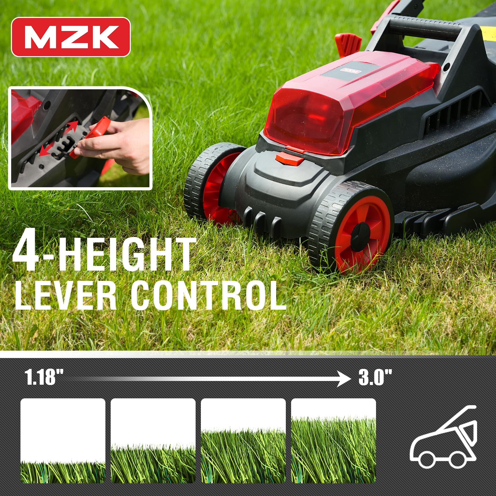 Snapklik.com : MZK 20V 13 Brushless Cordless Push Lawn Mower, 4 ...