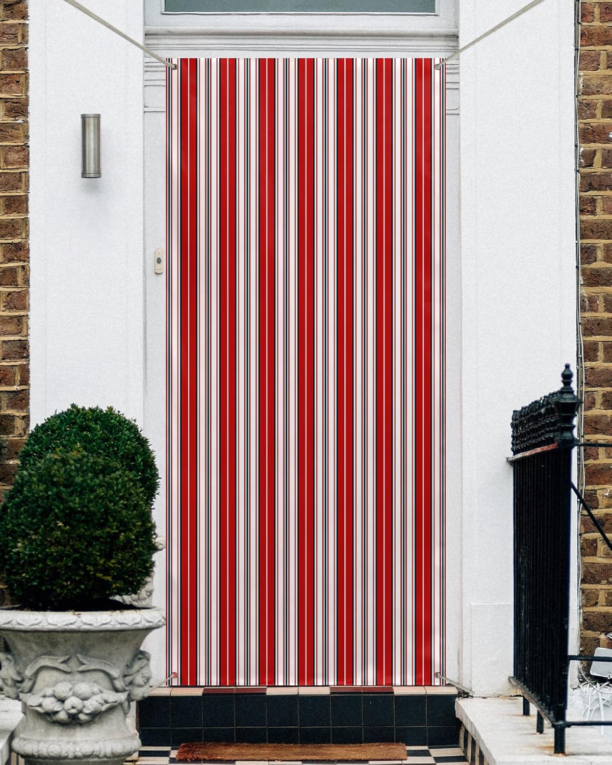 Amazon.com: Color Striped Texture Door Cover Decoration Red White Black ...