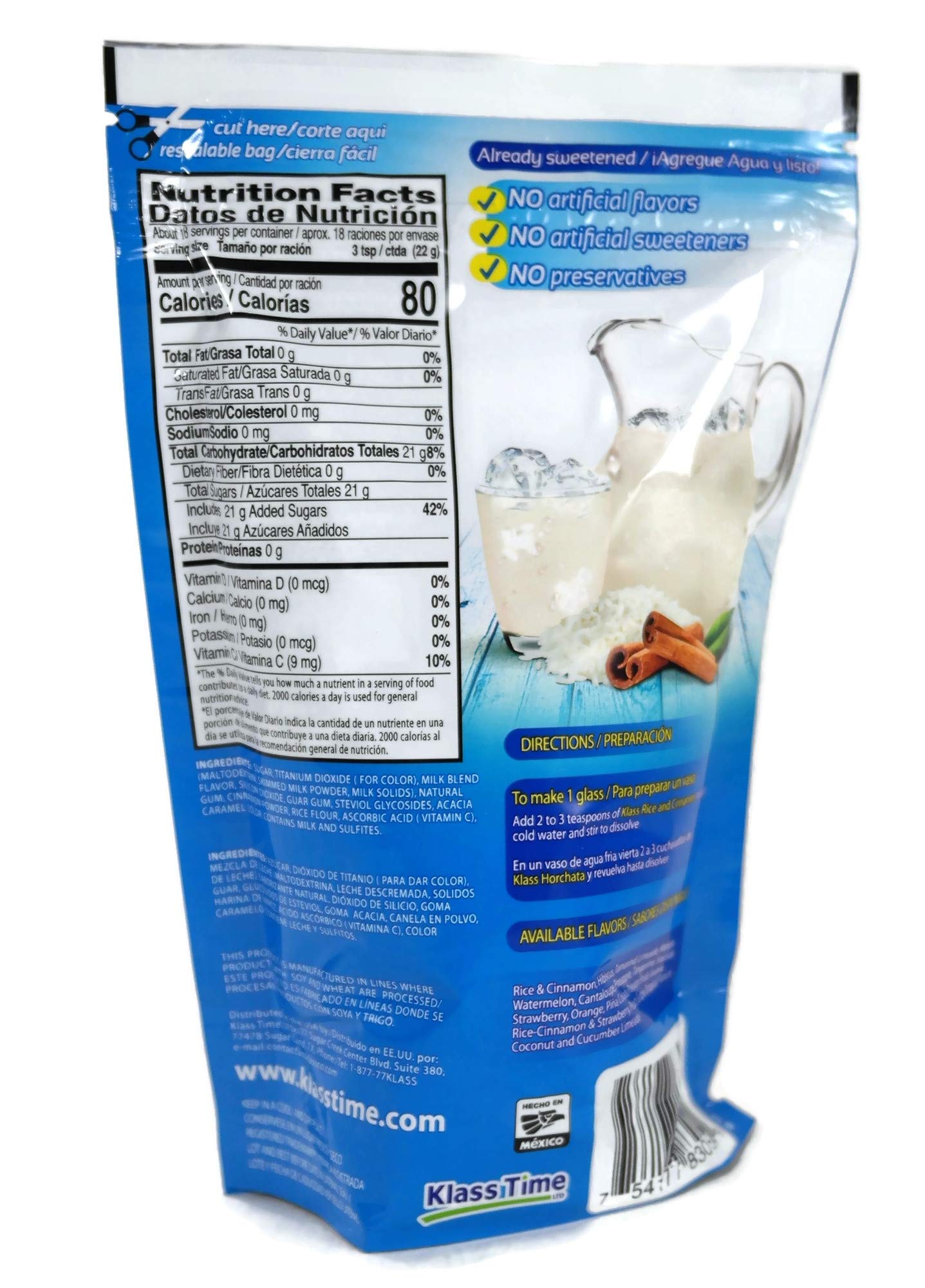 Klass Aguas Frescas Horchata Rice and Cinnamon Sweetened Instant Drink ...