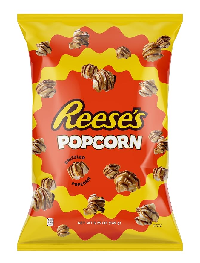 Amazon.com: Reese's Popcorn, 5.25oz Grocery Sized Bag, Popcorn Coated ...