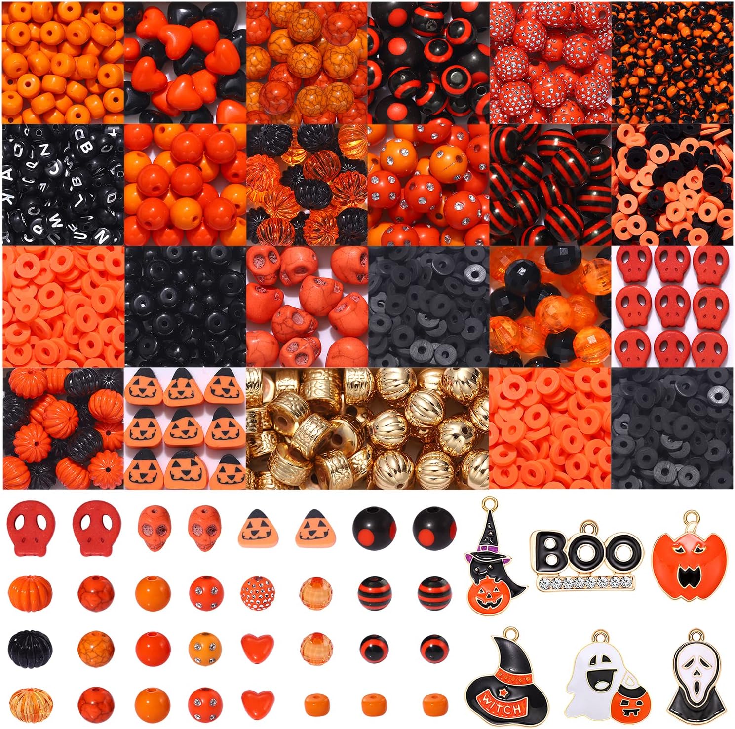 Amazon.com: HSWE 1941PCS+ Halloween Beads for Jewelry Making Orange ...