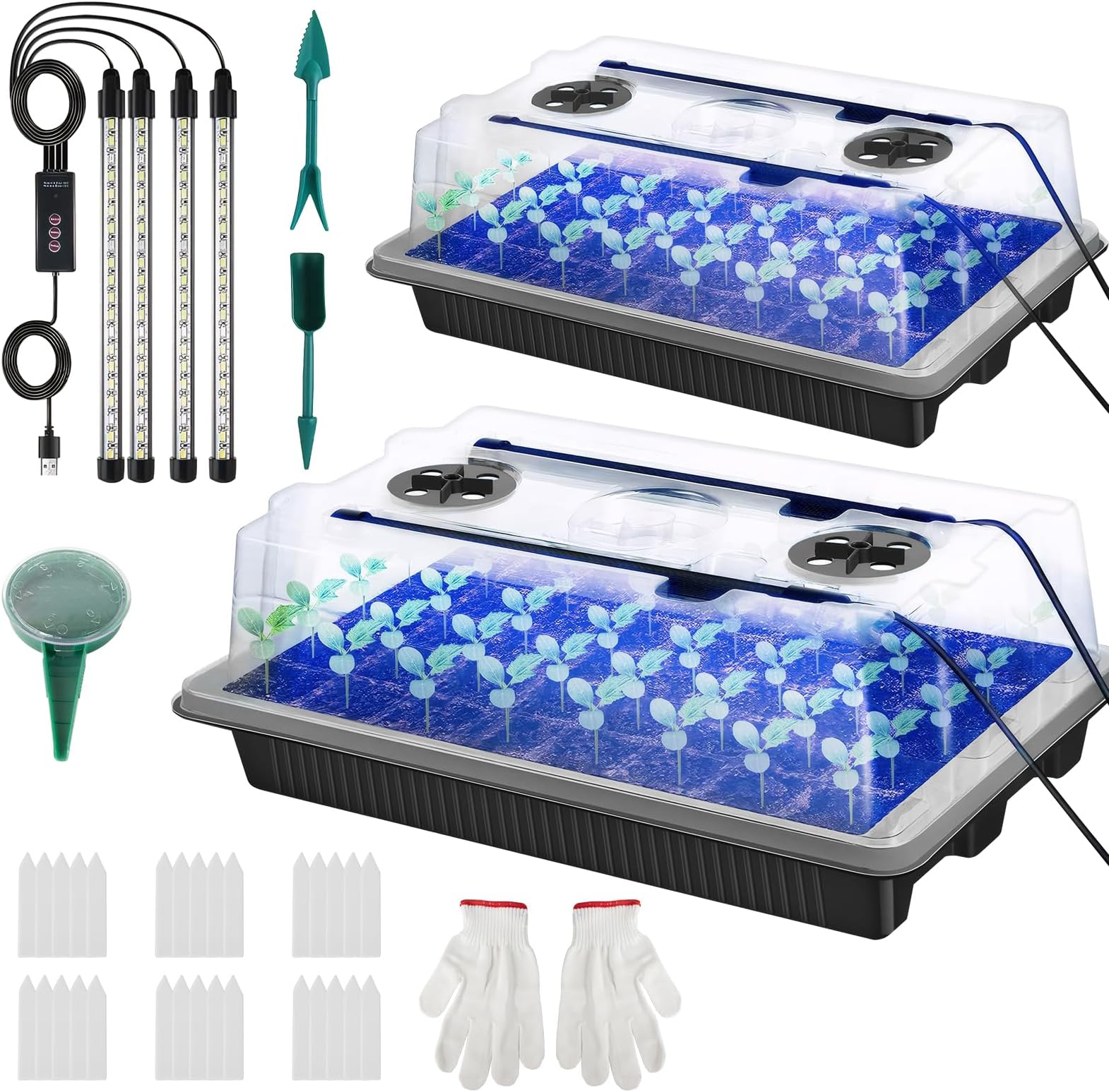 Amazon.com : Kirababy Seed Starter Tray with Grow Light, 2 Packs Seed ...