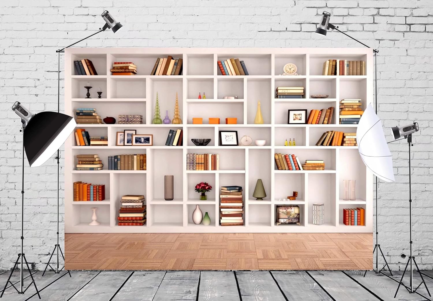 Amazon.com : CORFOTO Fabric Bookshelf Backdrop Theme Photography ...