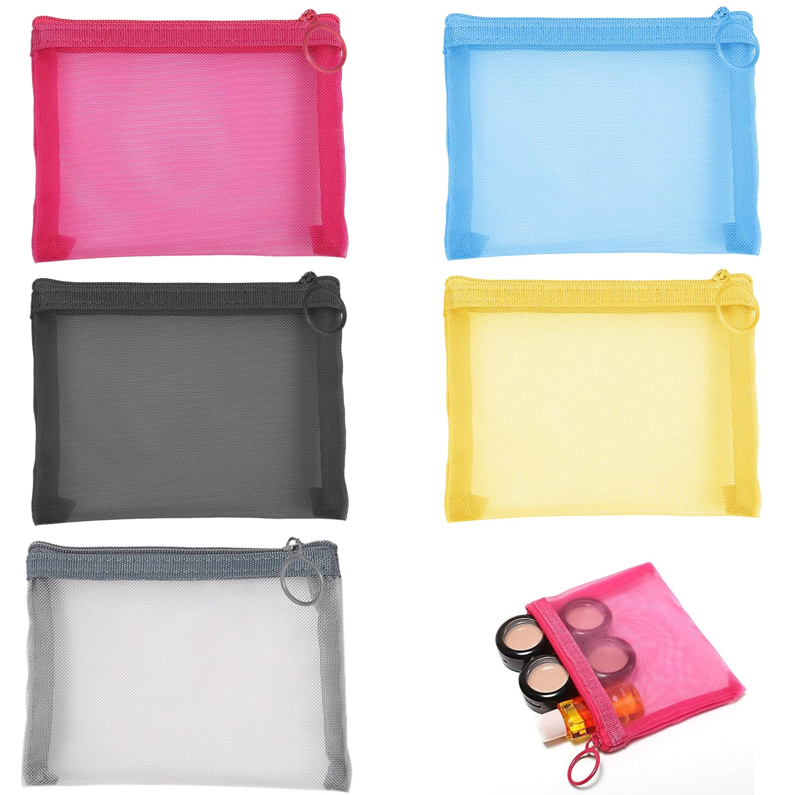 Amazon.com: Qixiang CB 4" x 5" Mini Zipper Mesh Bags,Small Makeup Bag ...