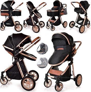 Baby Pram Pushchair Buggy Stroller 3 in 1 Child Lightweight Folding ...