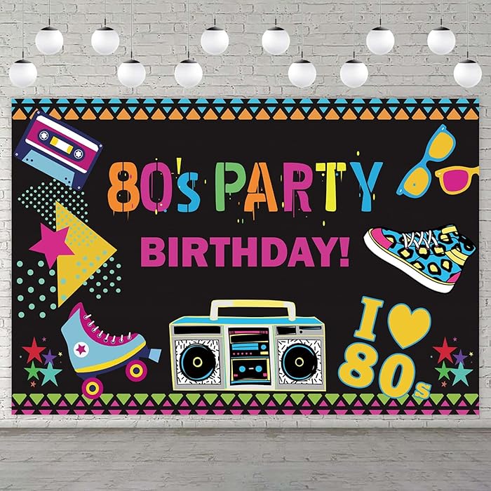 Buy 80’s Party Birthday Banner Backdrop Background Photo Booth Props I ...