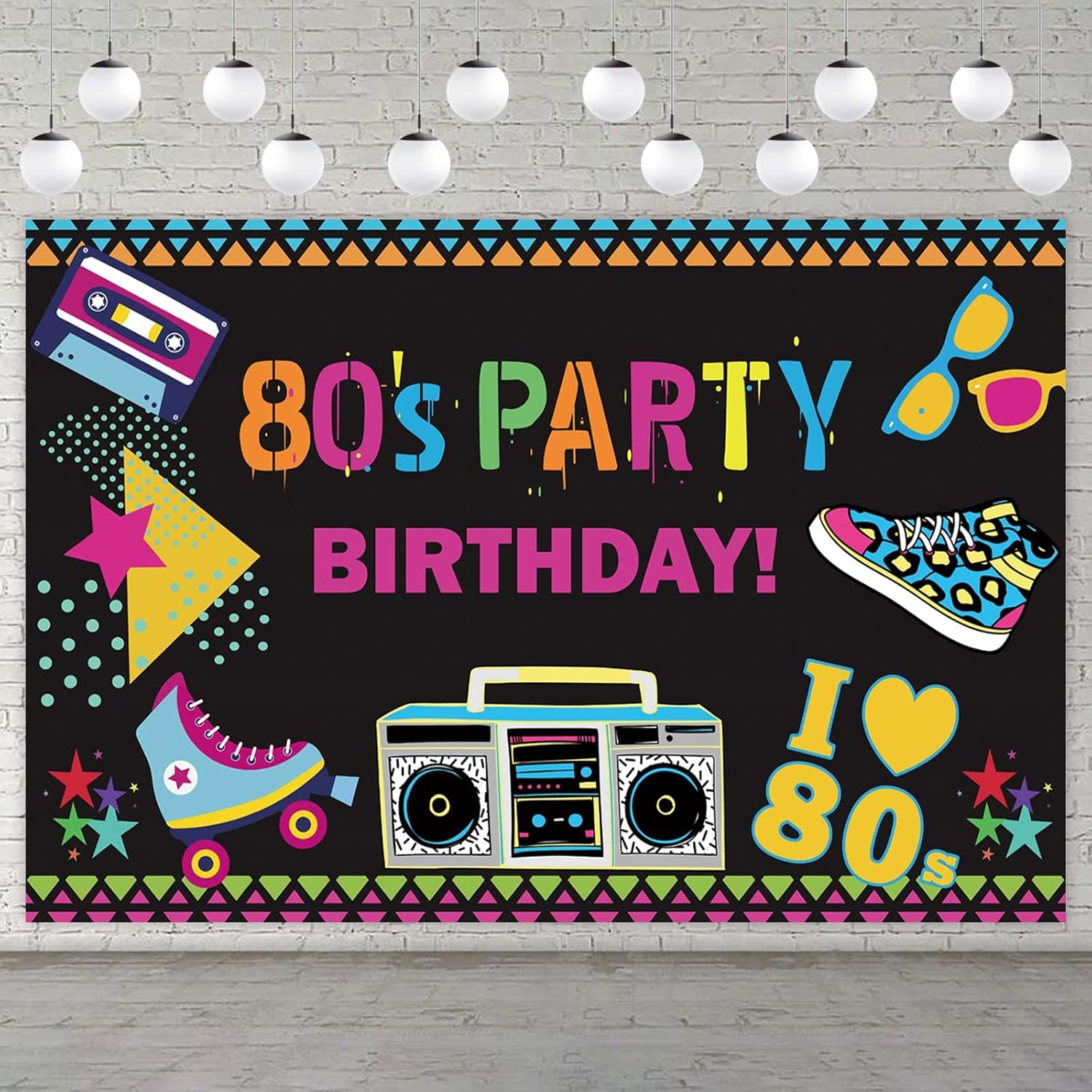 Amazon.com : 80’s Party Birthday Banner Backdrop Background Photo Booth ...