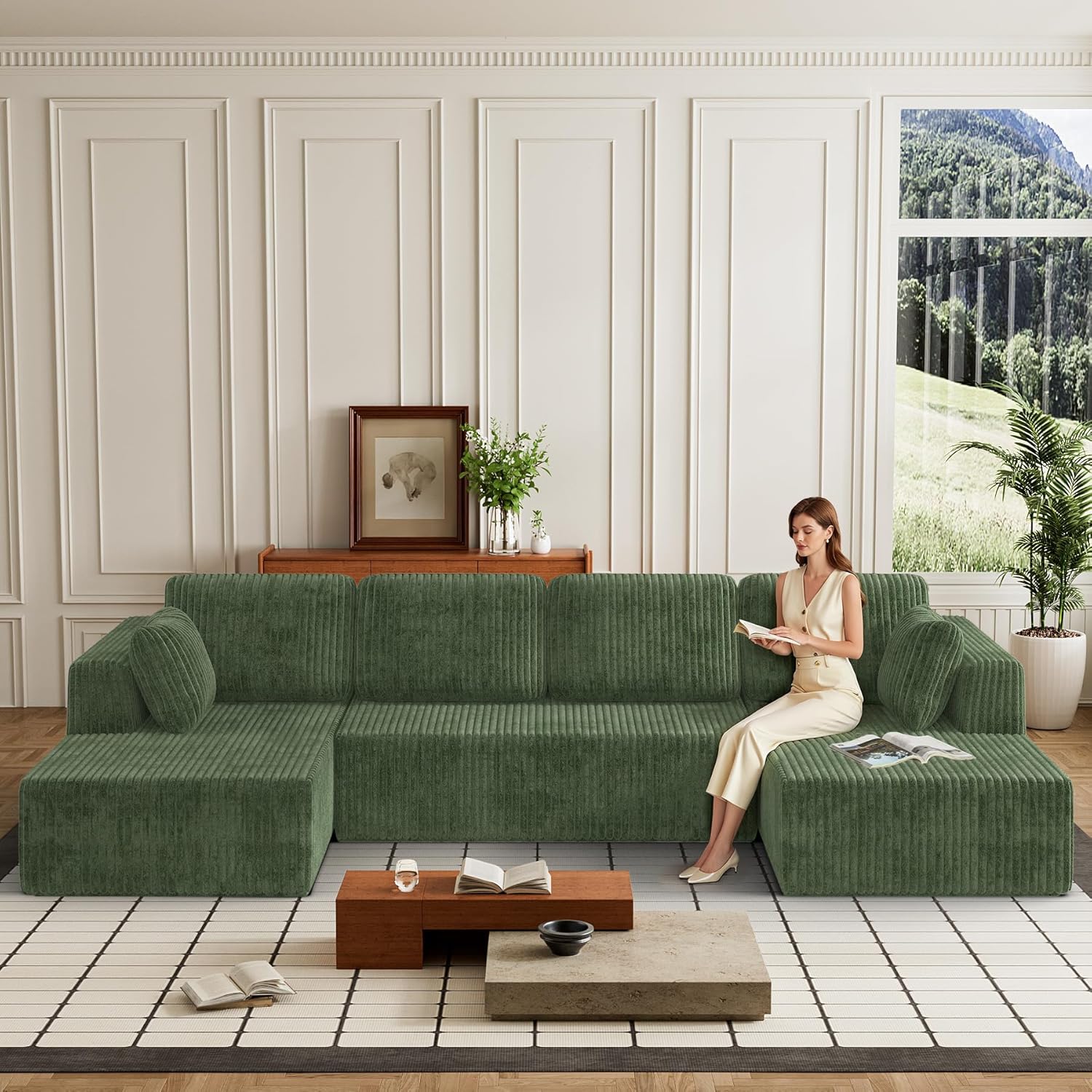 Amazon.com: Oversized Cloud Boneless Couch with Chaise, Modern Modular ...