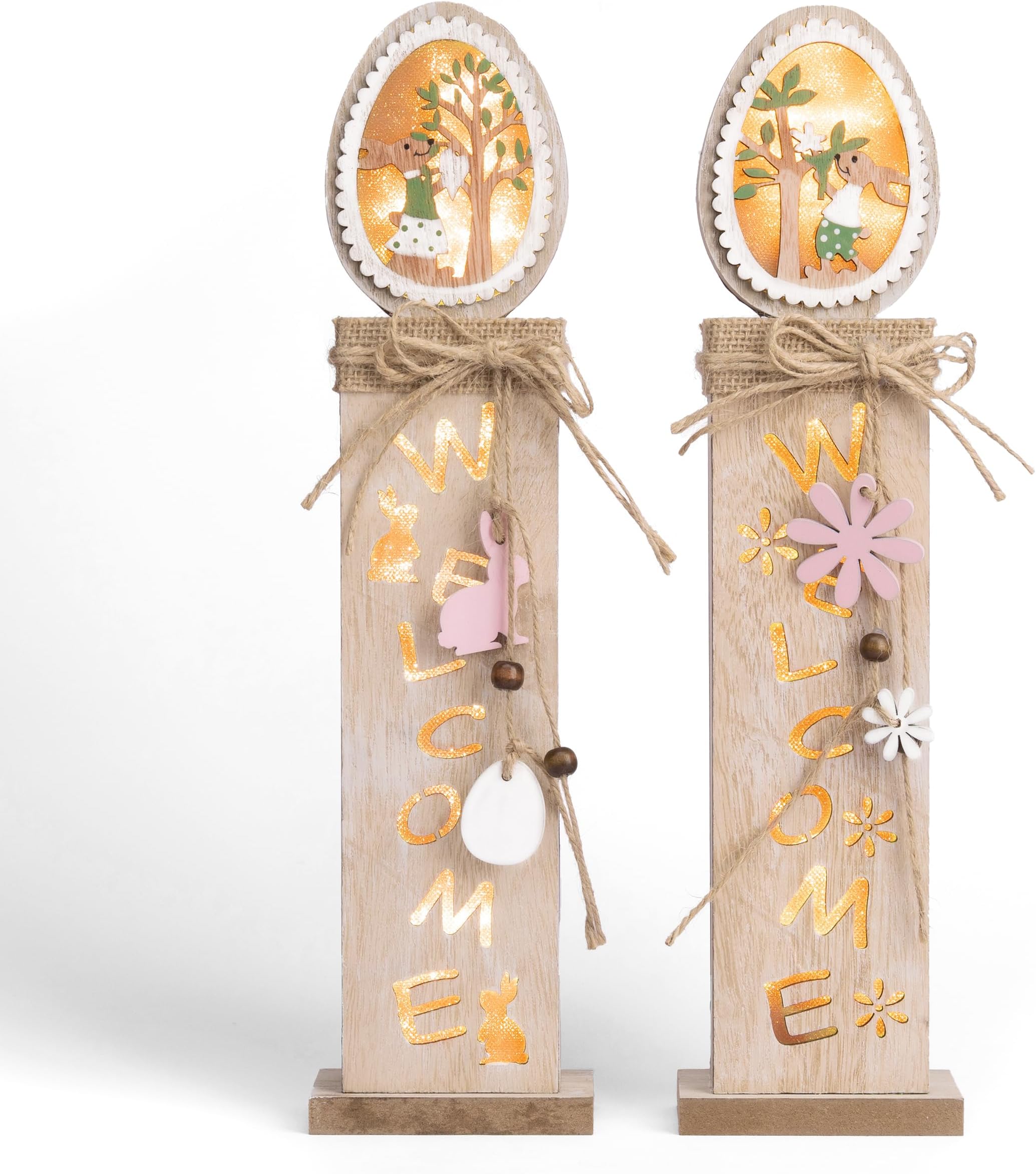 Amazon.de: Valery Madelyn 22cm Deko Aufsteller für Ostern mit LED Licht, Osterhasen Osterdeko ...