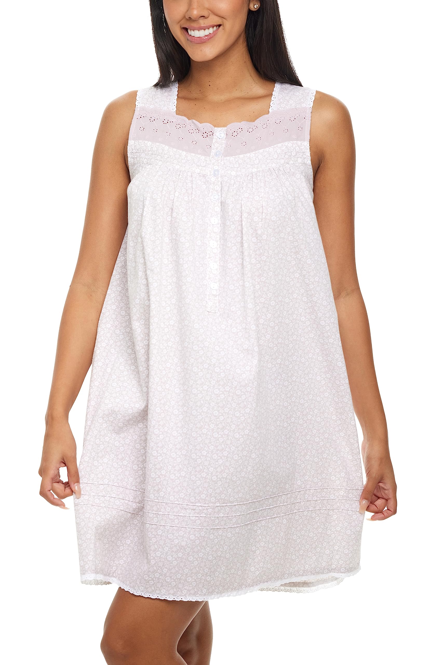 Alexander Del Rossa 100% Cotton Nightgowns for Women, Sleeveless ...