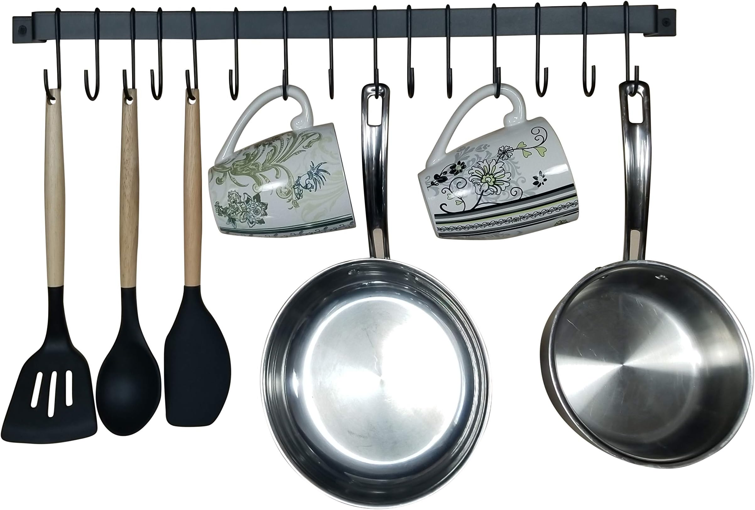 Amazon.com: Wall-Mounted Utensil Rack Hanger – Black, 17" x 1" - Rustic ...