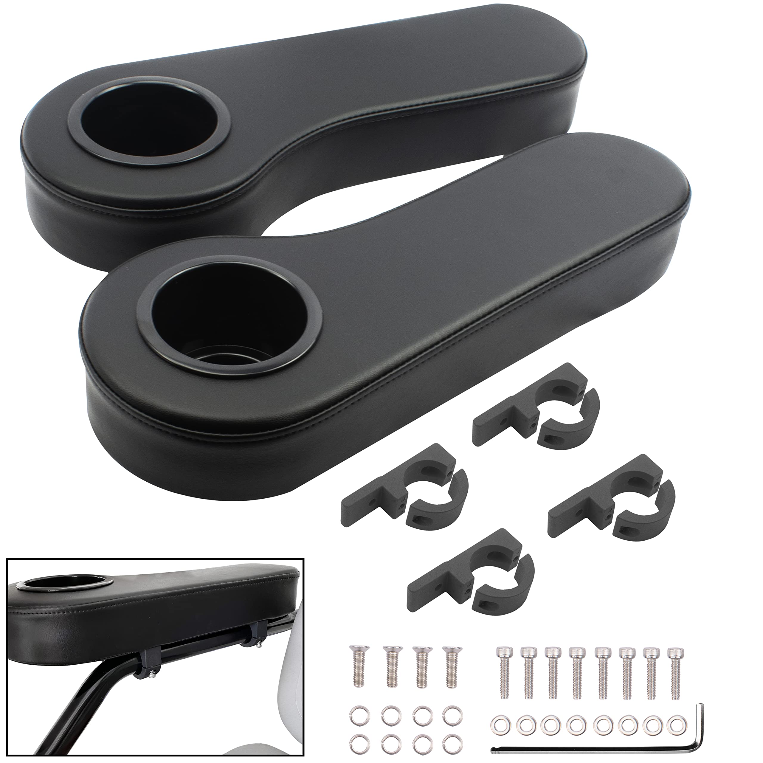 NOKINS Golf Cart Armrest with Cup Holder, No Drilling,Golf Cart Armrest ...