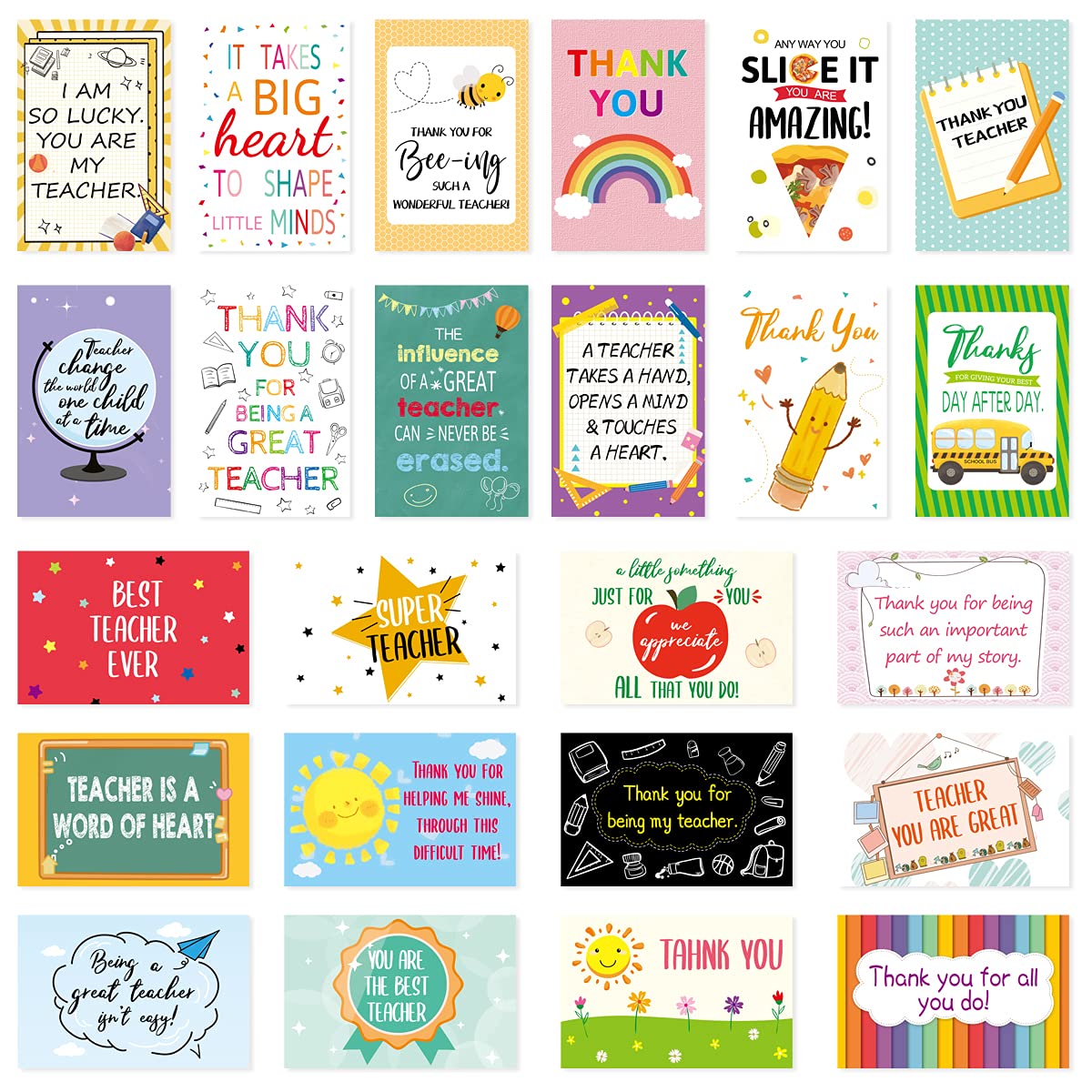 Buy ceiba tree 24 Pack Thank You Cards for Teacher Appreciation ...