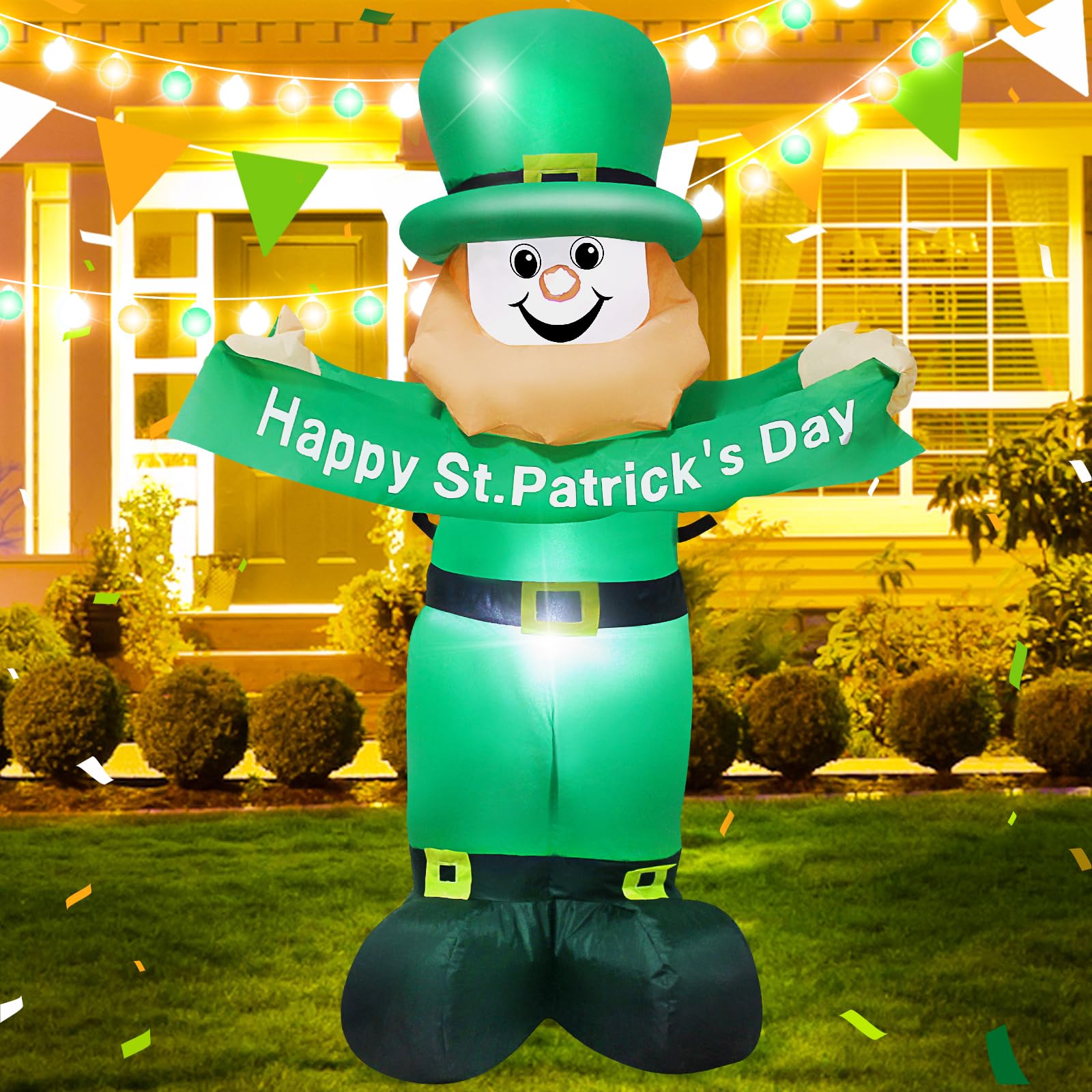 Snapklik.com : 4 Ft St Patricks Day Inflatable Leprechaun Holding A ...