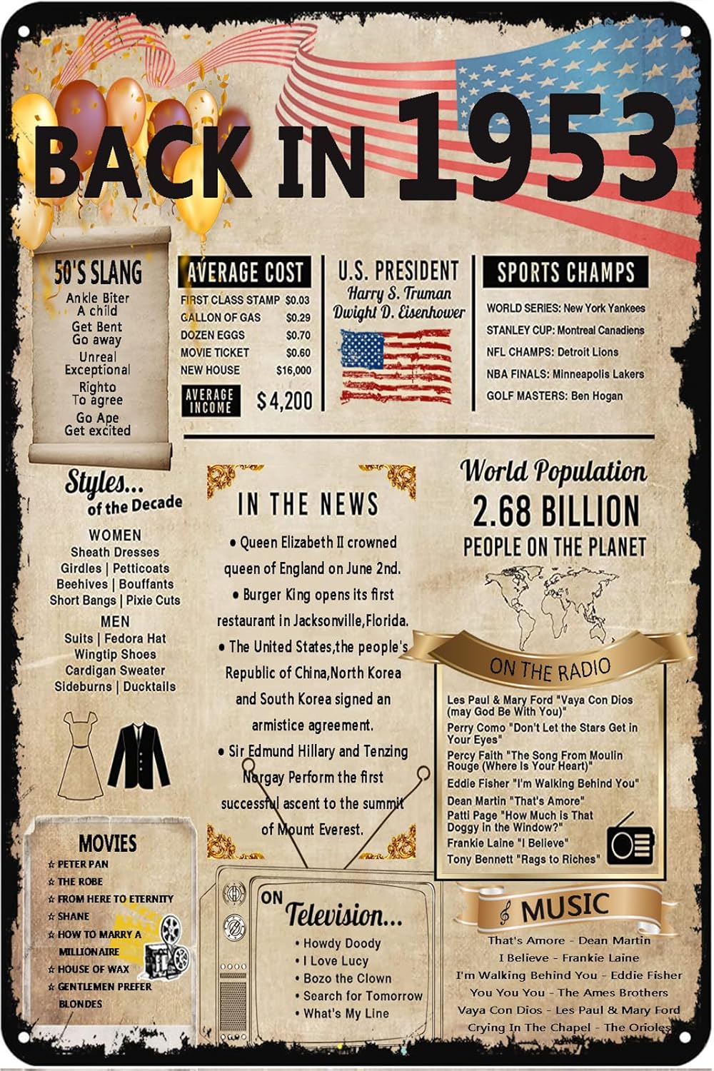 Amazon.com: Fancesca Decor 70th Birthday Anniversary Decoration 1953 ...