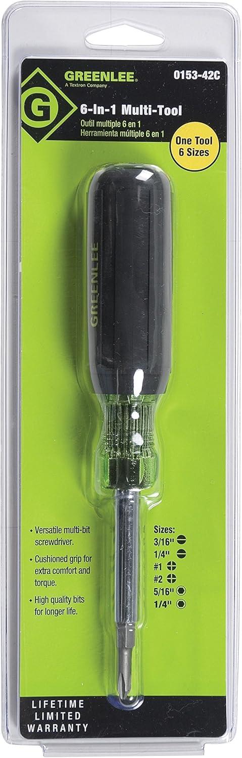Greenlee 0153-42C Multi-Tool Screwdriver, 6 in 1,Black – BigaMart