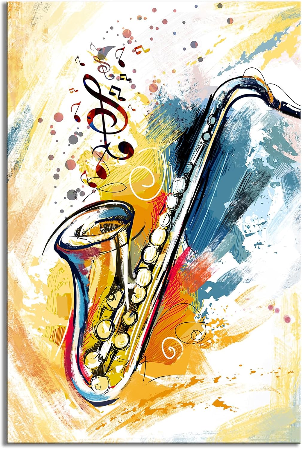 Amazon.com: Yeawin Music Wall Art Saxophone Jazz Canvas Wall Art the ...