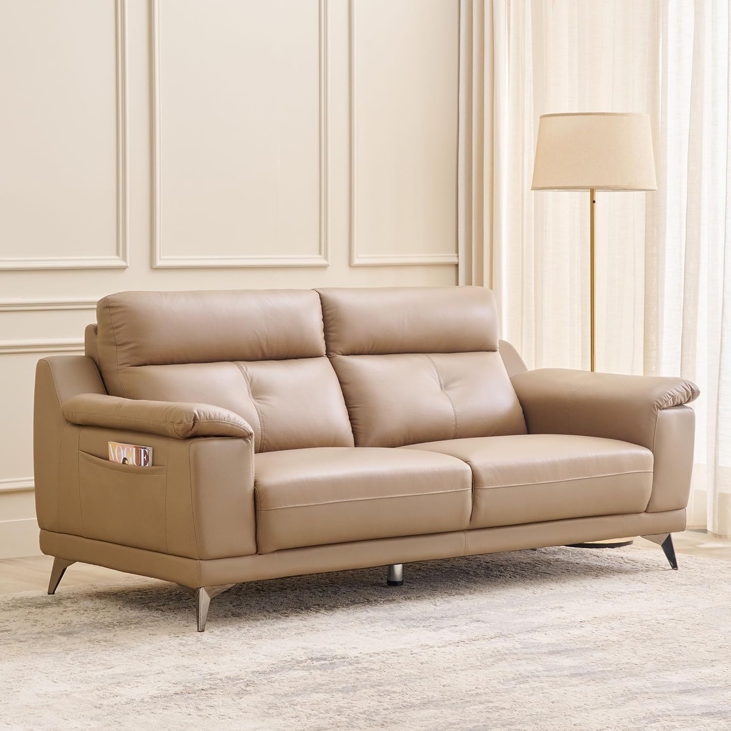 Home Centre 3 Seater Martin Half Leather Sofa| Half Leather Sofa ...