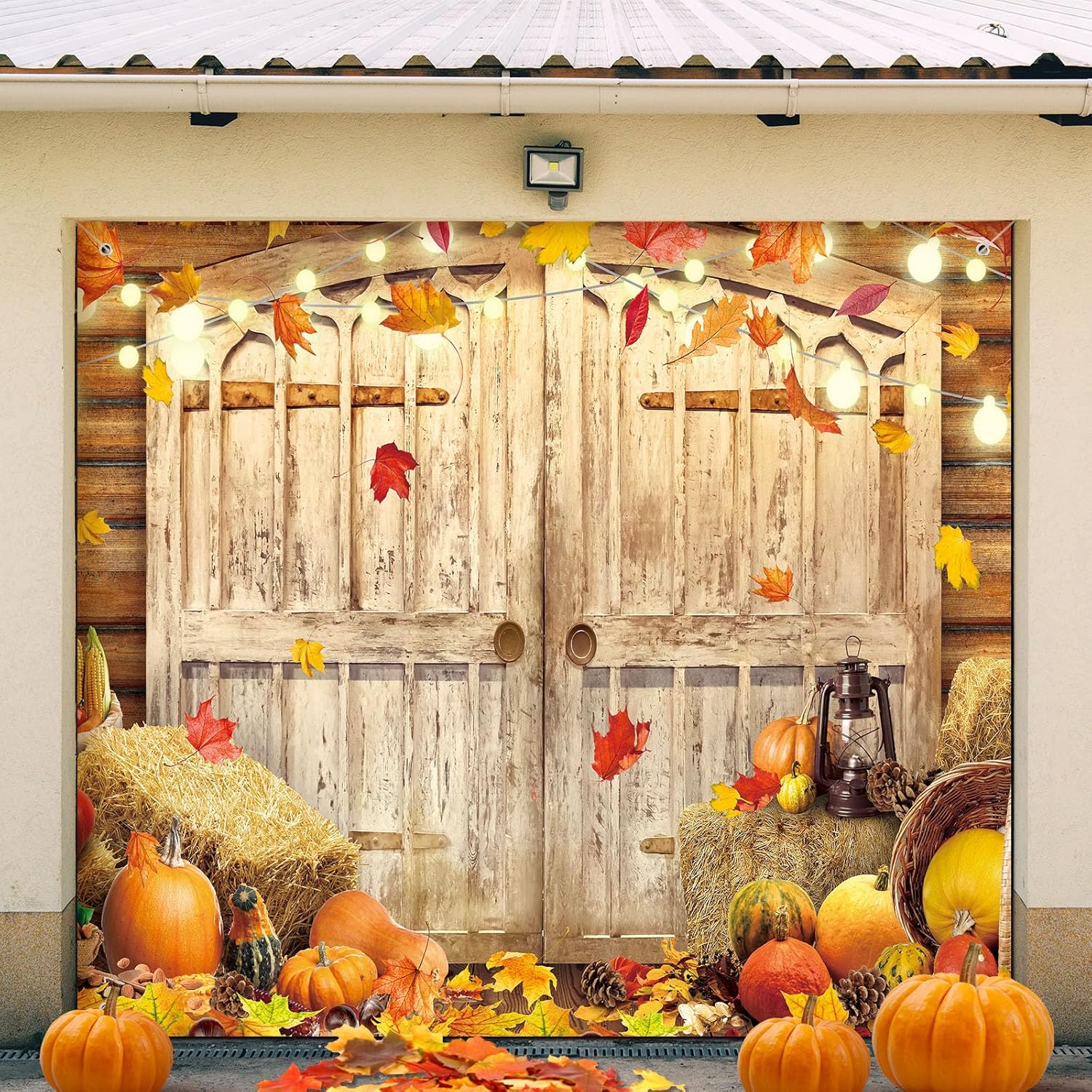Amazon.com : Preboun 7 x 8 ft Fall Garage Door Banner Autumn Backdrop ...