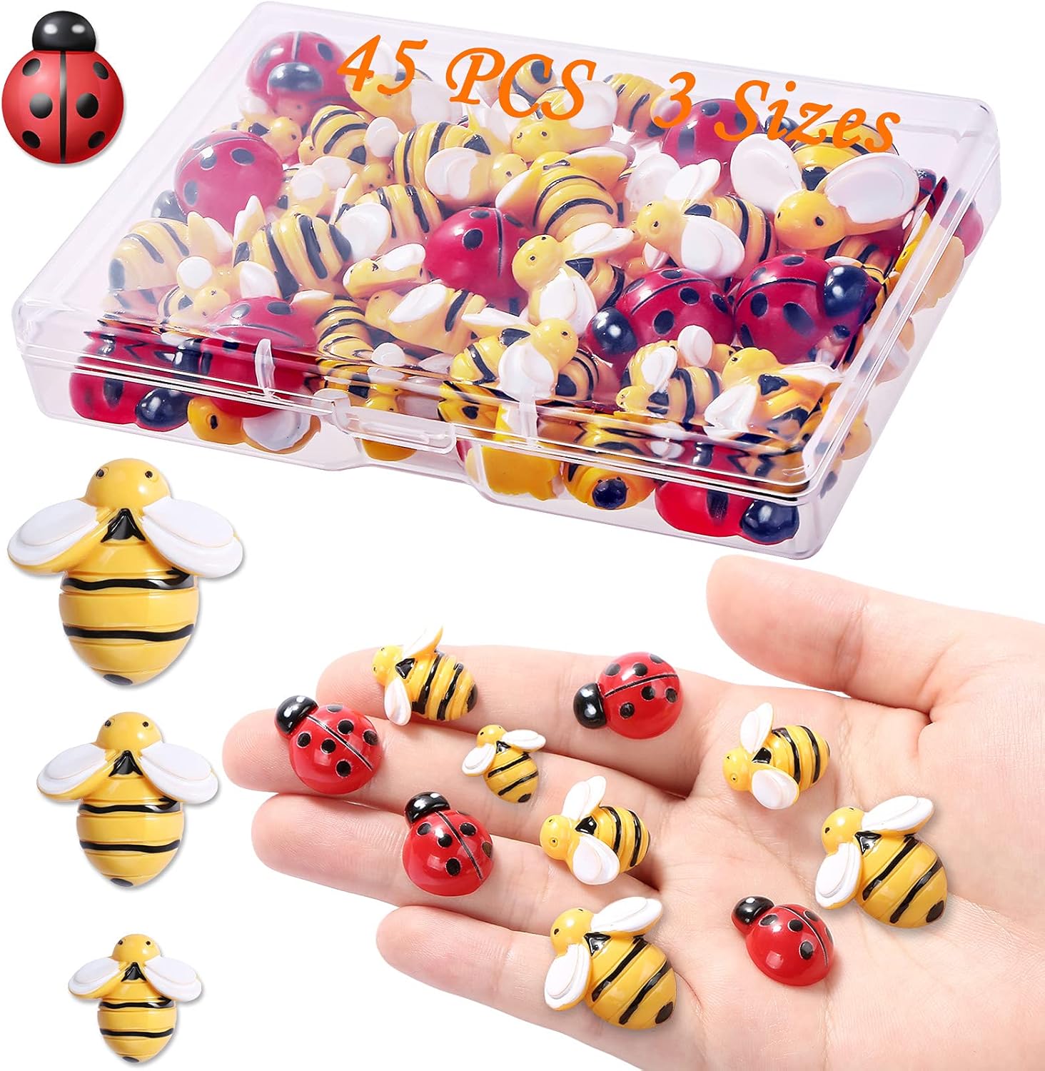 Amazon.com: CCOZN 45 Pieces Tiny Resin Bees Ladybugs, 25 Pcs Resin ...