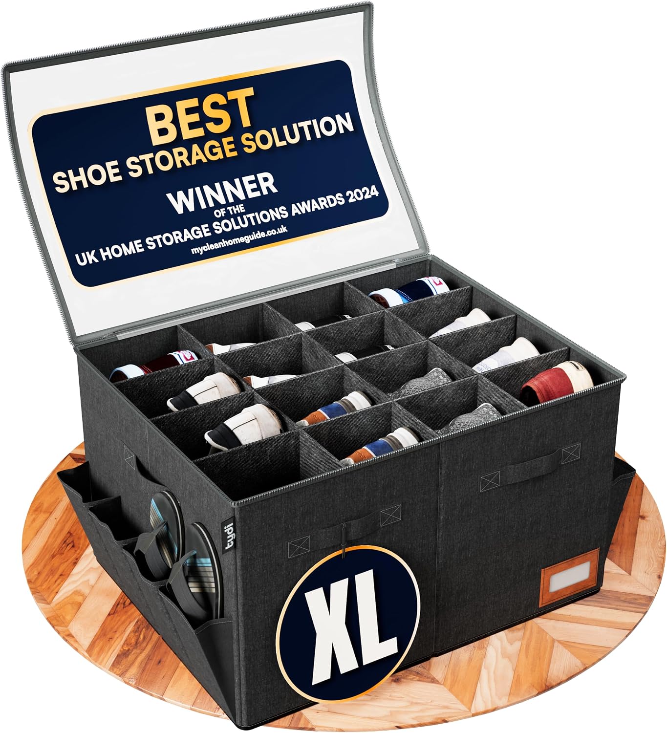 Tydi Shoe Storage Box – Ultra-Stiff Shoe Organiser with Clear Zip Cover ...