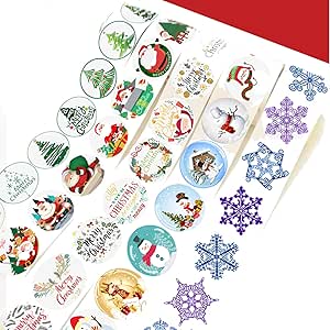 Amazon.com: 1000pcs Christmas Holiday Stickers Party Favors, 5 Rolls 1 ...