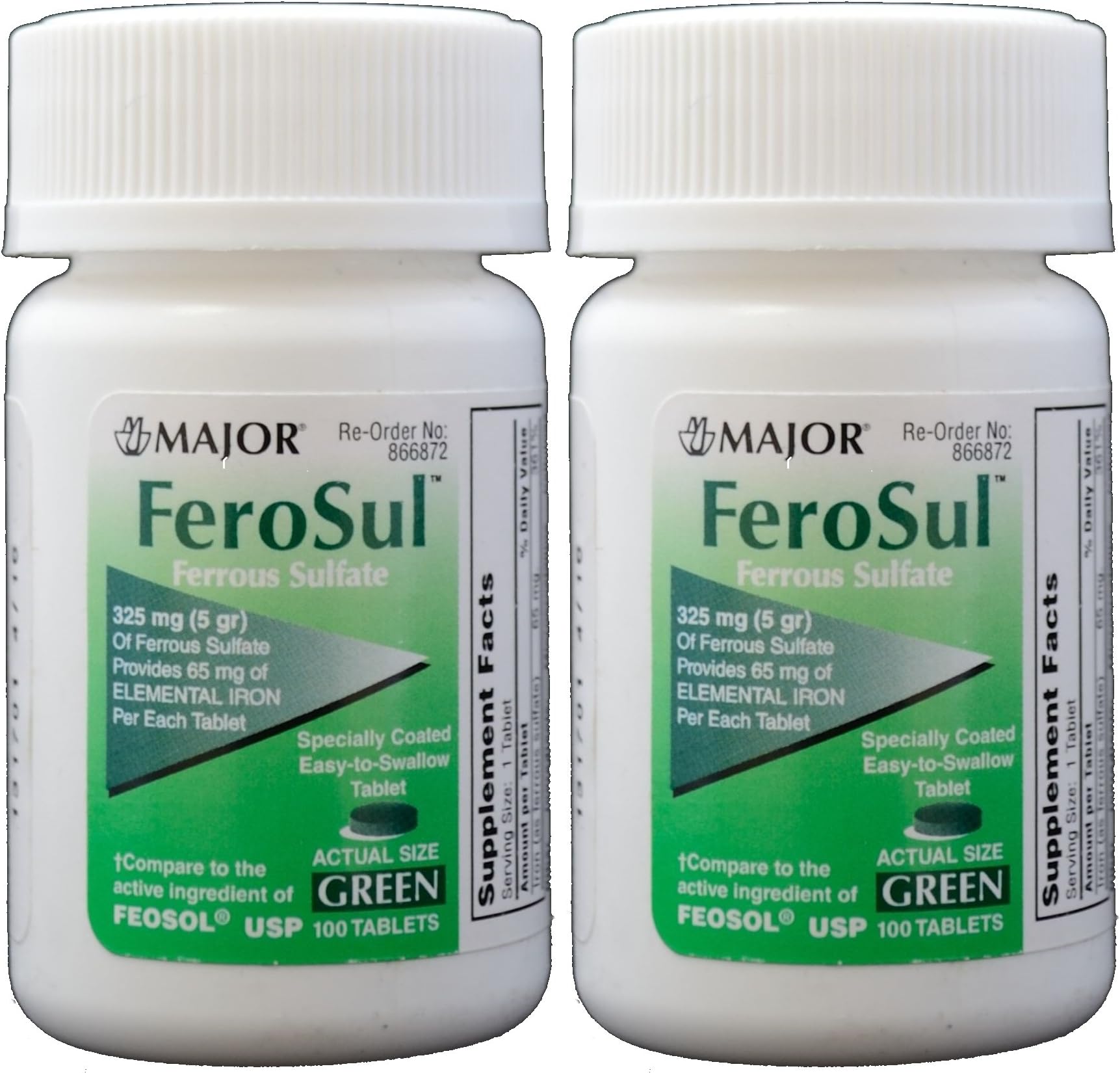 Amazon.com: Major Ferosul - Ferrous Sulfate 325mg Tablets with 65mg of ...