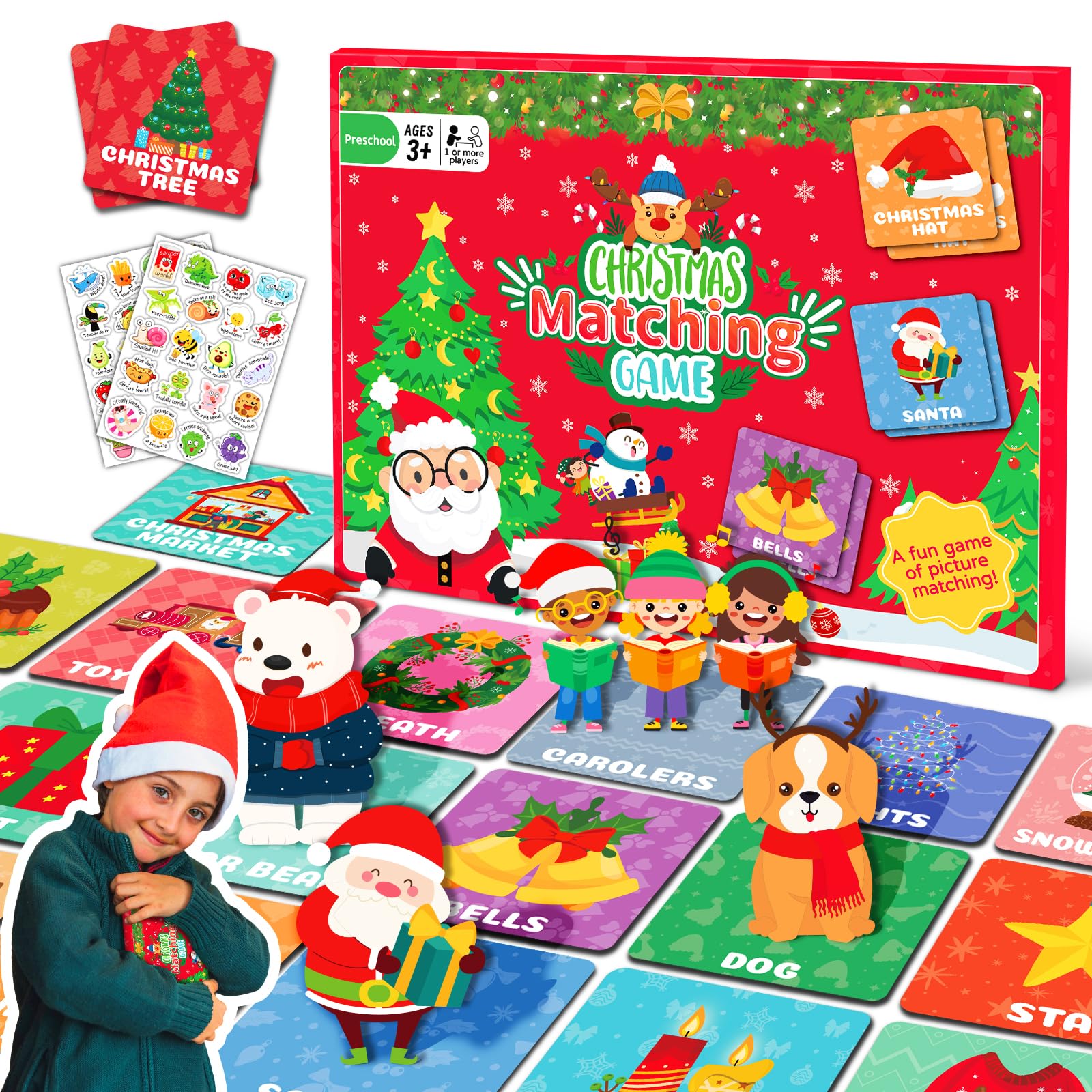 Amazon.com: zheyistep 100 PCS Christmas Matching Game for Kids Toddlers ...