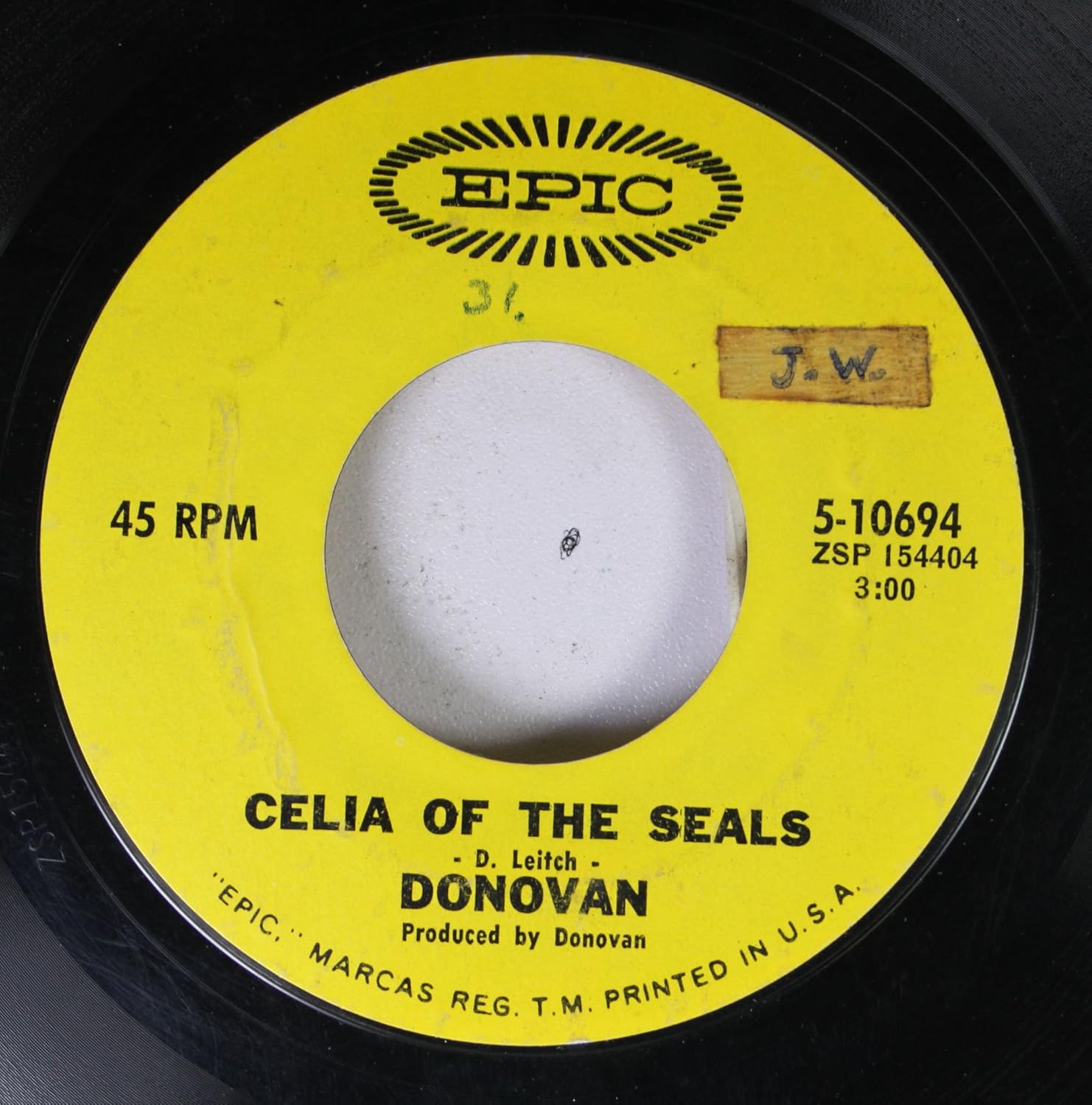 Donovan 45 RPM Celia Of The Seals / The Song Of The Wandering Aengus ...