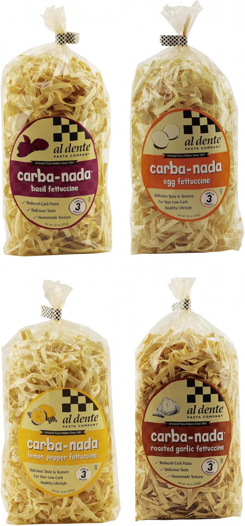 Amazon.com : Al Dente Pasta Carba-Nada Low-Carb Fettuccine Pasta ...