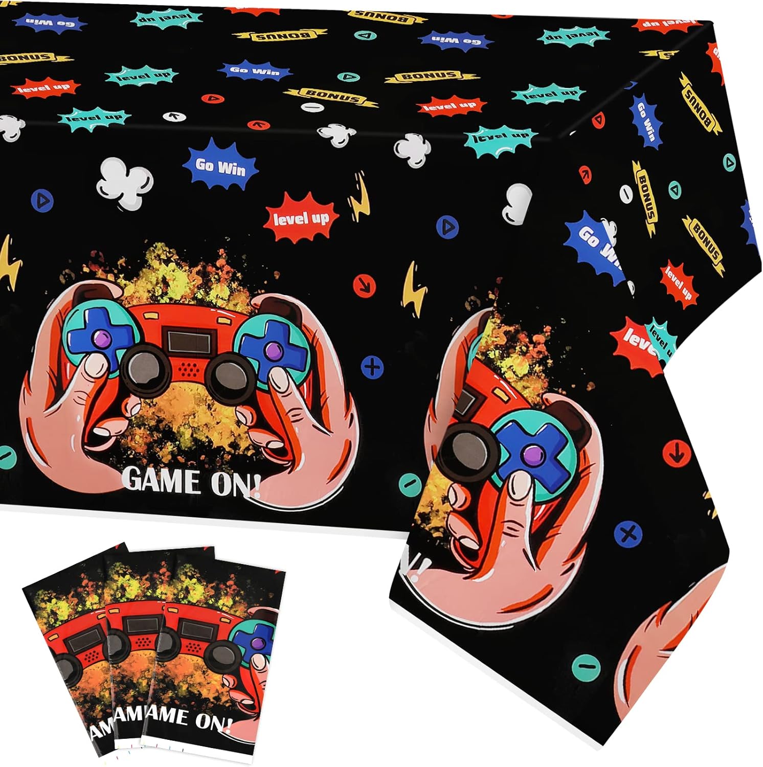 Amazon.com: PHOGARY Video Game Table Cover Game Theme Plastic Table ...