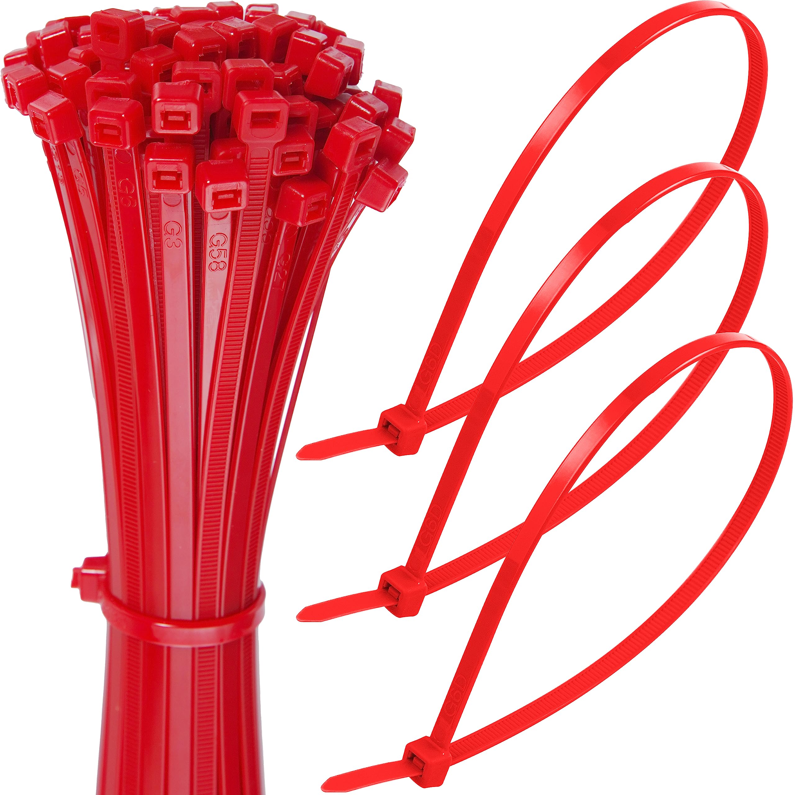 Coloured Cable Ties - 100 pcs Red Zip Ties for Secure Cord Management ...