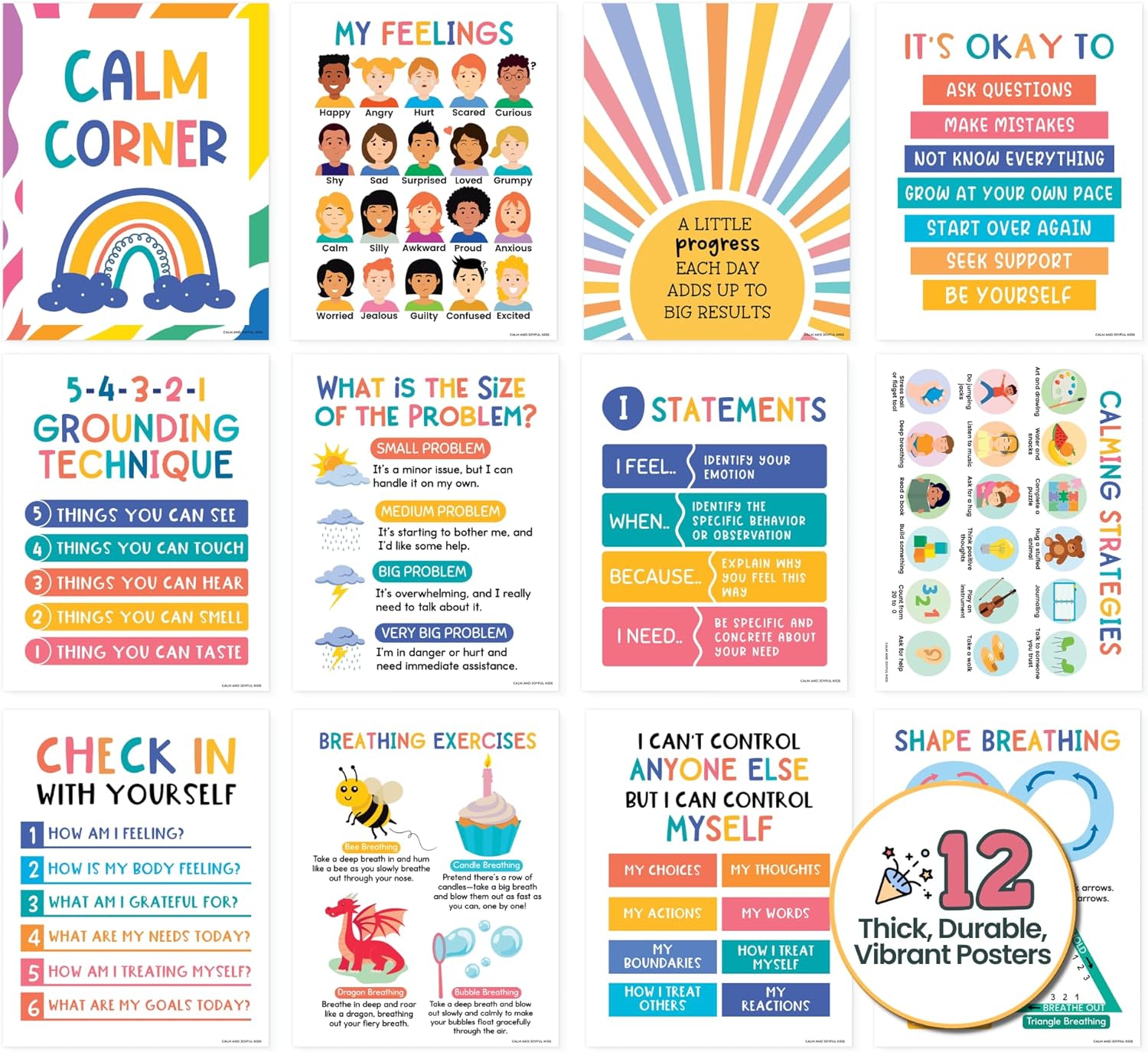 Amazon.com: Calm Down Corner Posters – Feelings Chart for Kids ...