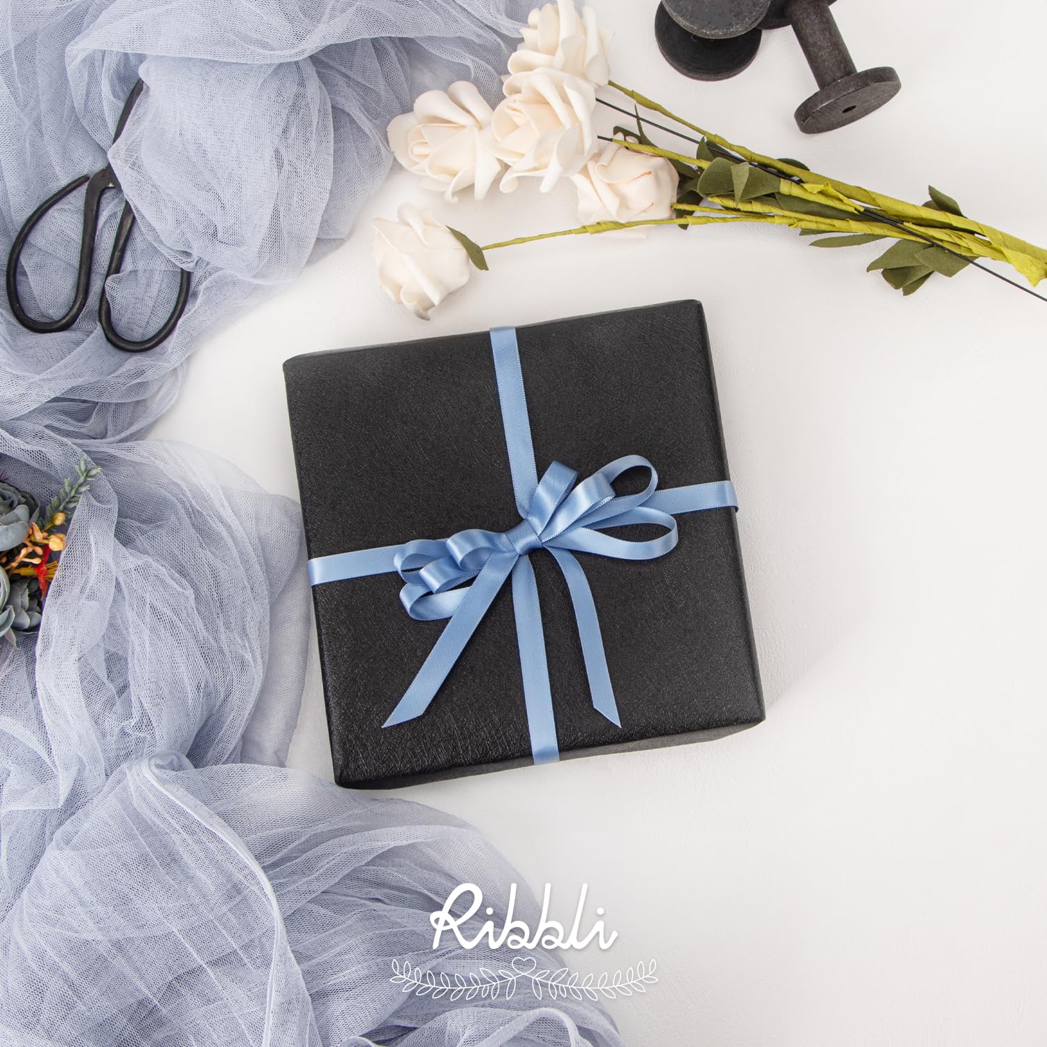 Snapklik.com : Dusty Blue Satin Ribbon Double Faced Satin 3/8 Inch X ...