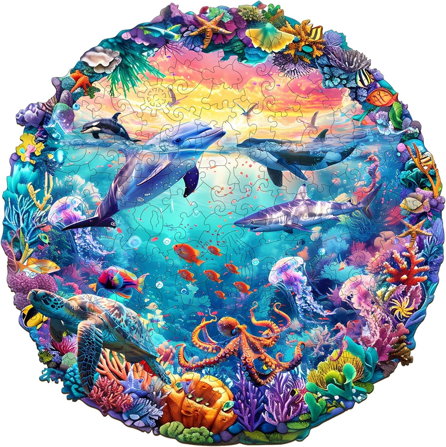 Amazon.com: NANFUNCF Wooden Puzzles for Adults(100 Pieces) Marine ...