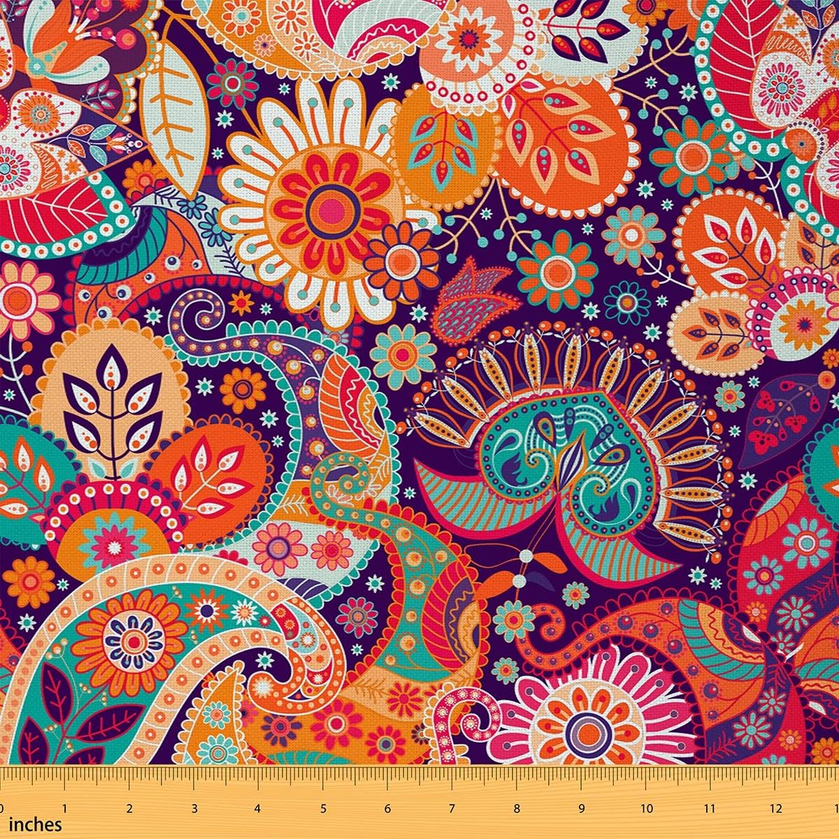 Amazon.com: Paisley Flower Pattern Outdoor Fabric by The Yard ...
