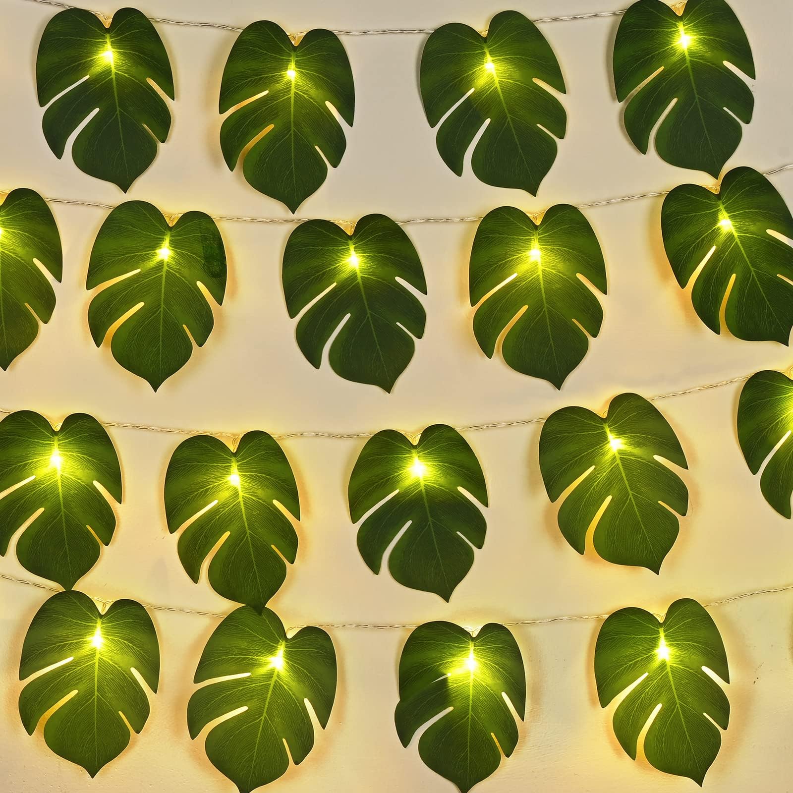 Amazon.com: Tropical Leaves Hawaiian Party Decoration-40 LED Monstera ...