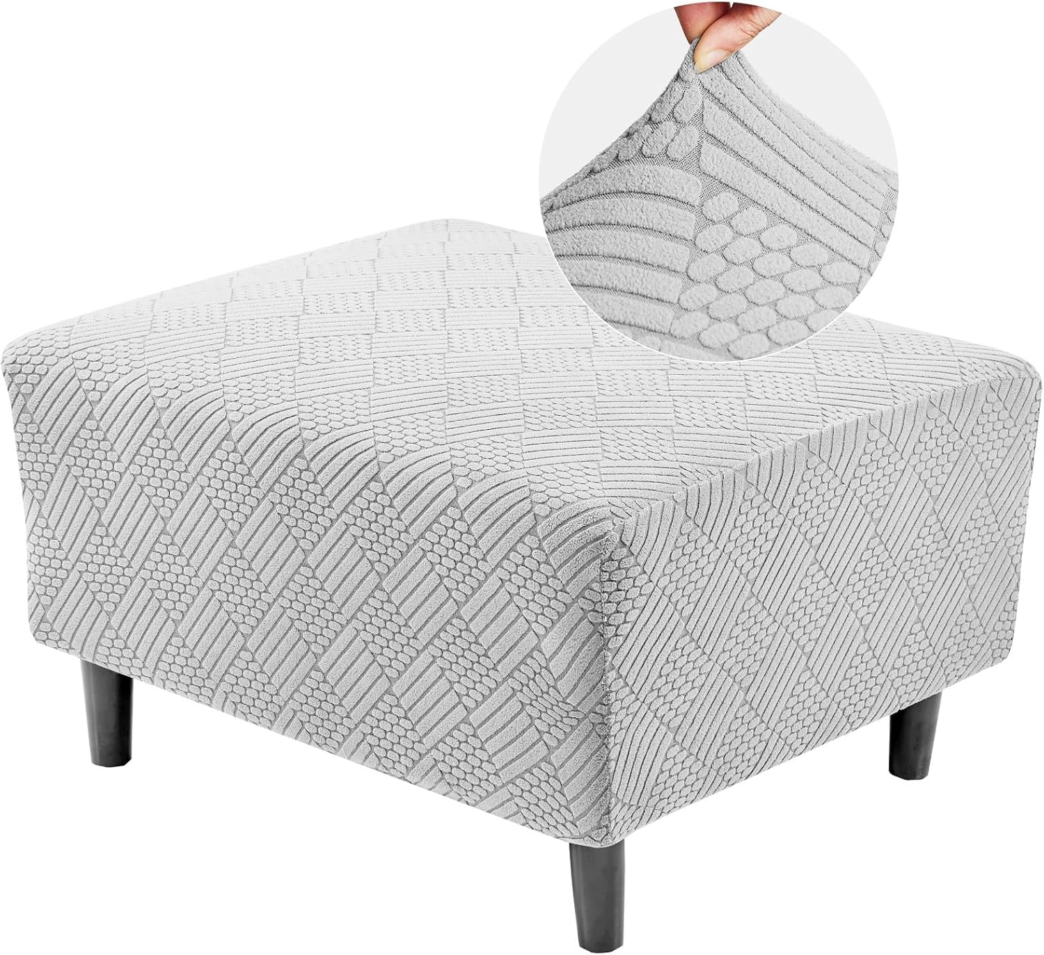 Amazon.com: Deep Dream Rectangular Ottoman Slipcover, Stretch Jacquard ...