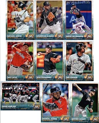 Amazon.com: 2015 Topps Baseball Cards Miami Marlins Team Set In Storage ...