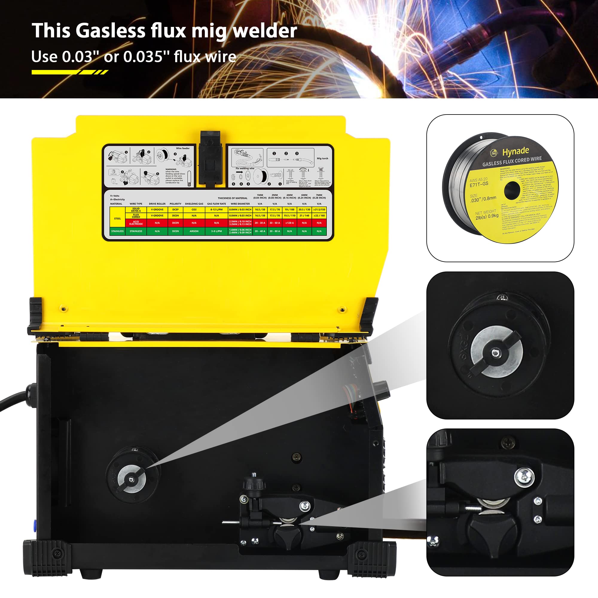 Snapklik.com : Hynade Mig Welder, Flux Mig Welding Machine, Dual ...