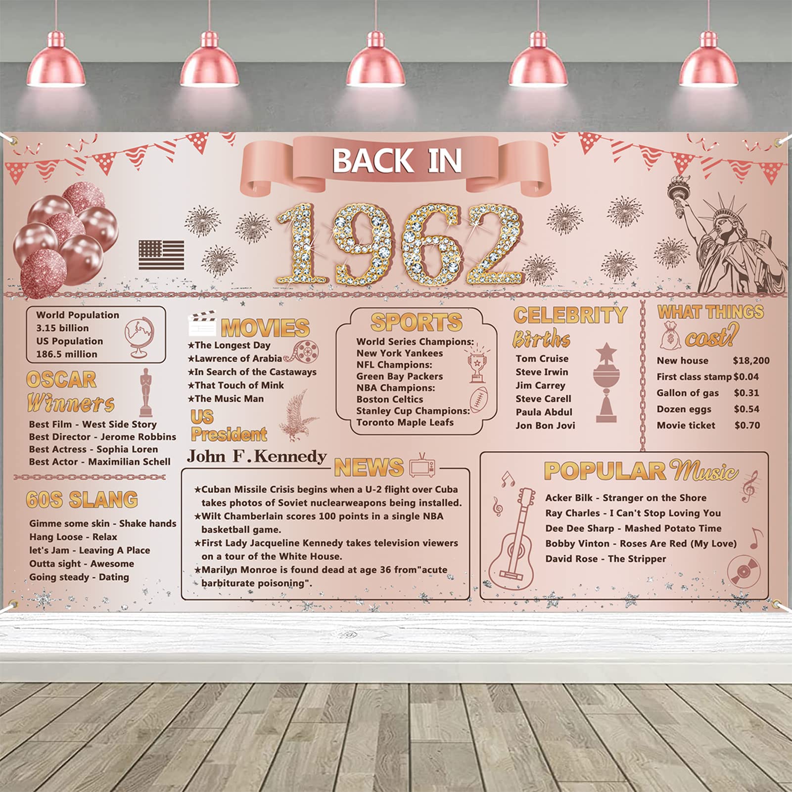 Buy DARUNAXY 61st Birthday Rose Gold Party Decoration, Back in 1962 ...