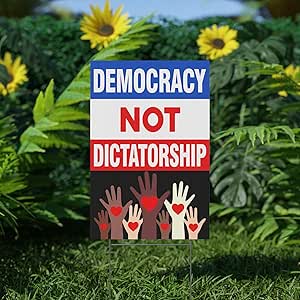 Amazon.com: Democracy Not Dictatorship Yard Sign – Anti-Fascist Protest ...