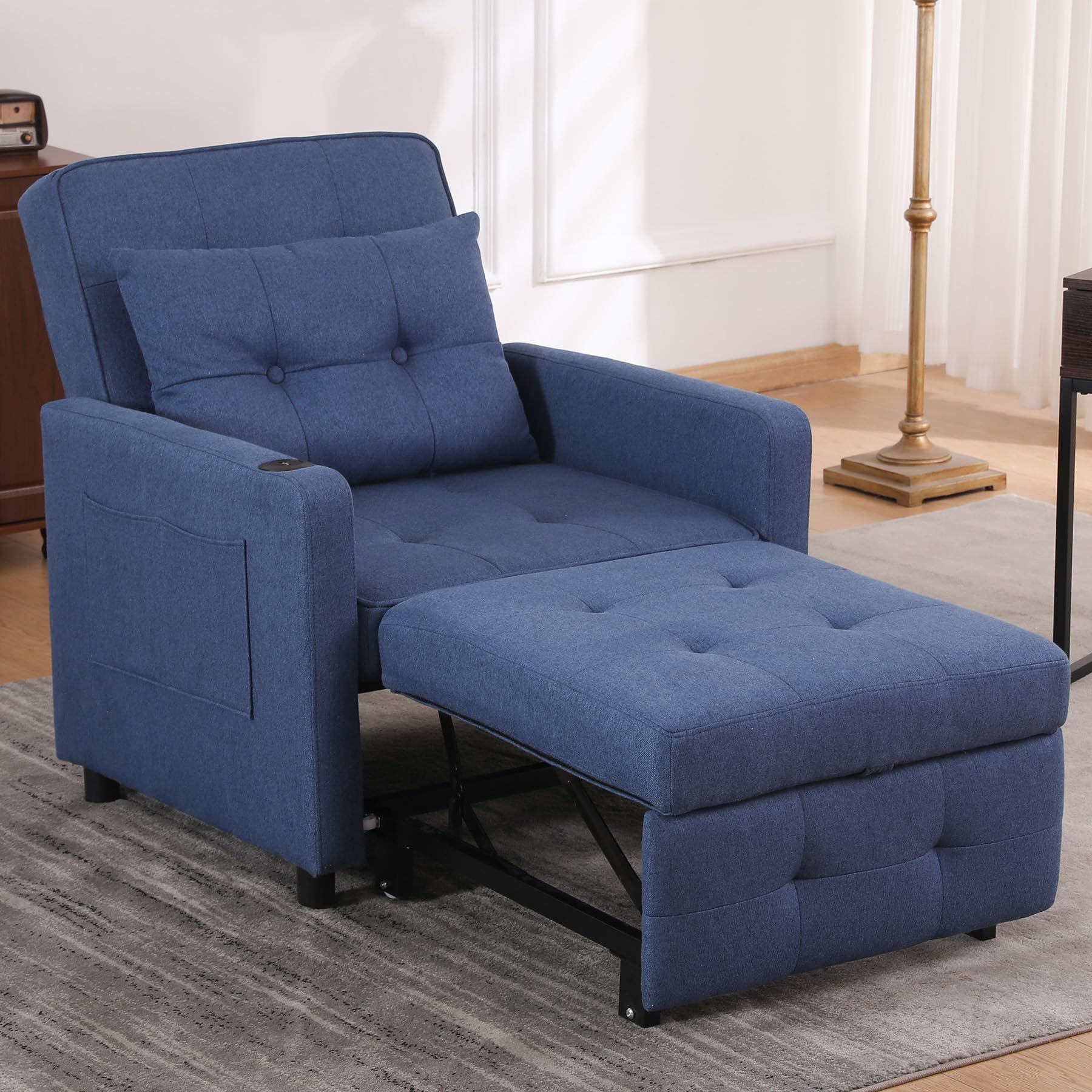 Amazon.com: MWrouqfur 3 in 1 Sleeper Chair with Pullout Couch, Convertible Lazy Sleeper Armrest ...