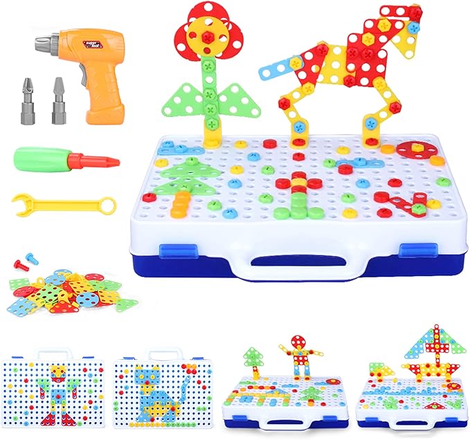 Amazon.com: 239PCS Creative Mosaic Drill Set Electric Drill Puzzle Toy ...
