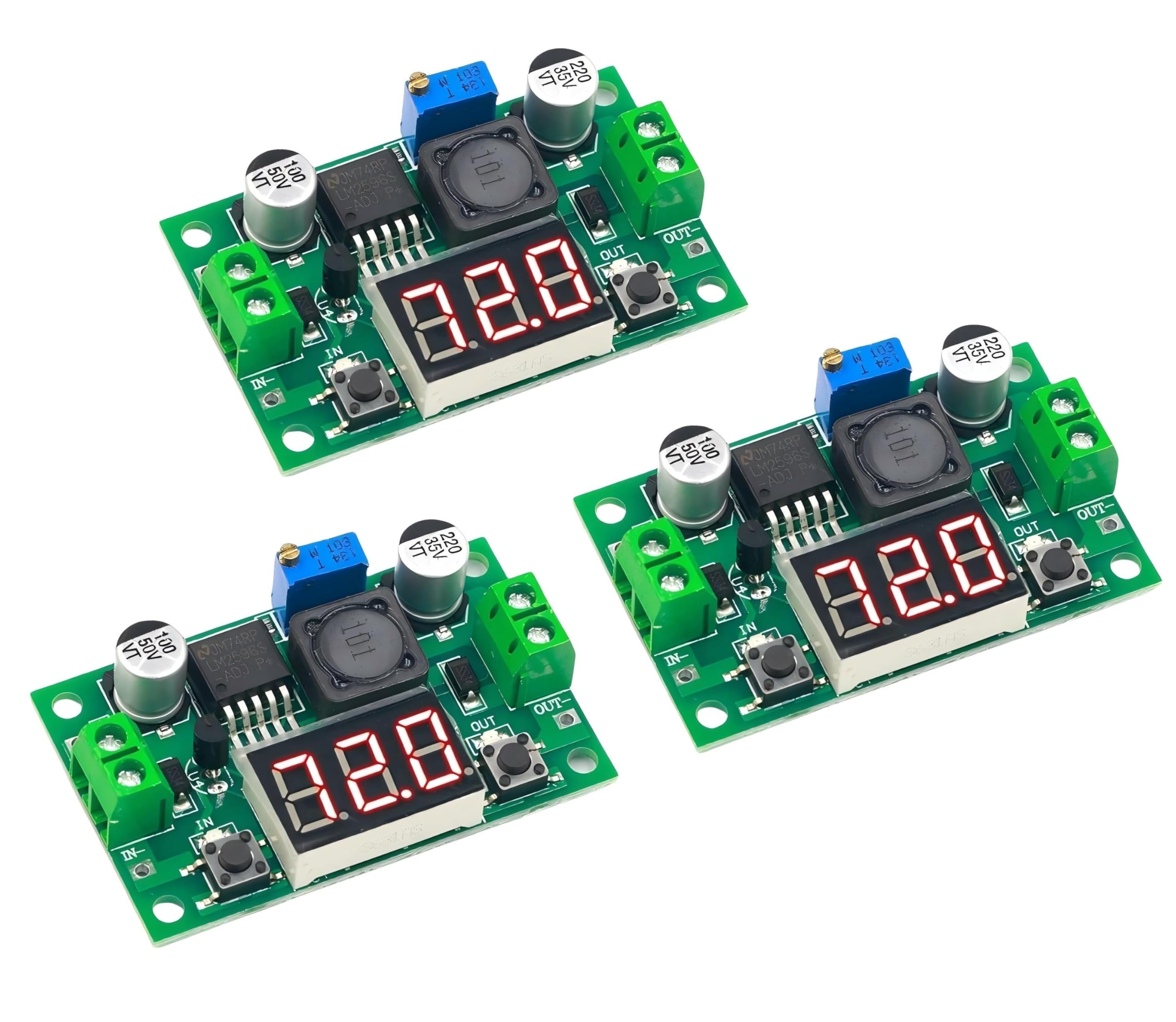 Amazon.com: MTDELE 3Pcs LM2596 DC-DC Buck Converter Module Adjustable 4 ...
